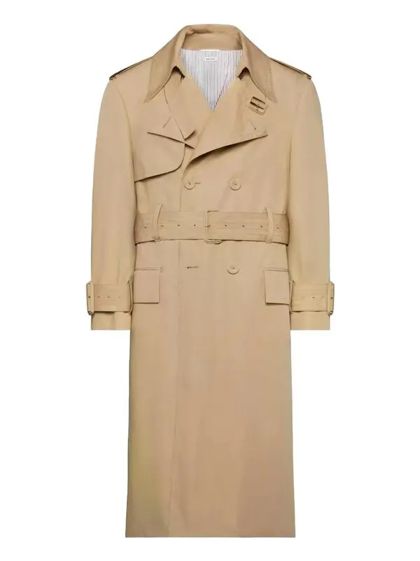 Thom Browne Belted Cotton Trench Coat - Neutrals