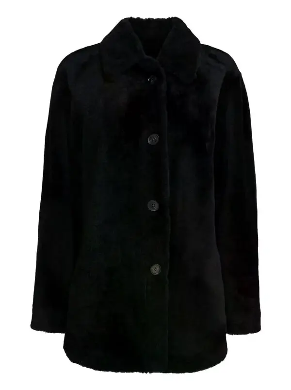 SEMPER Single-breated Reversible Leather Coat - Black