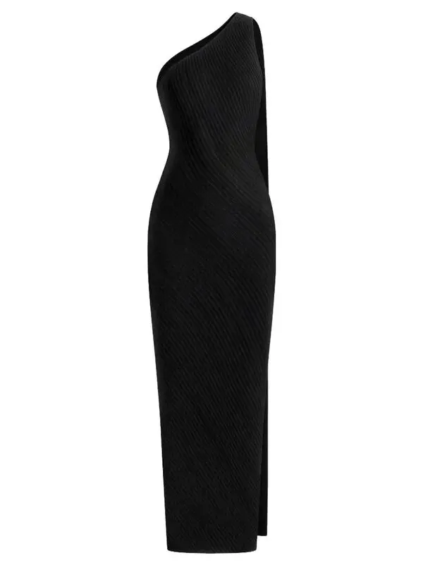 Manière De Voir Asymmetric Scarf Maxi Dress - Black