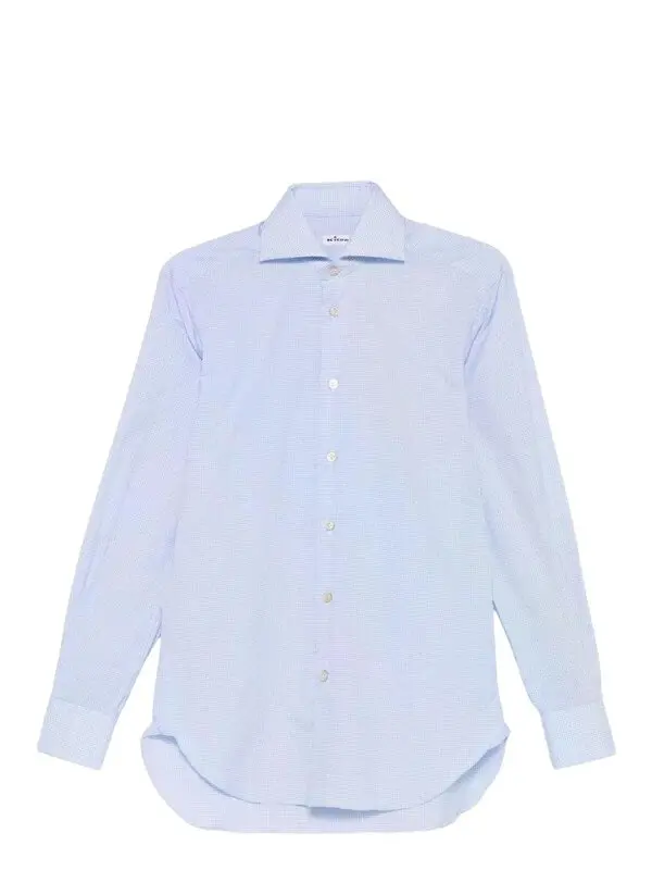 Kiton Button-up Checked Shirt - Blue