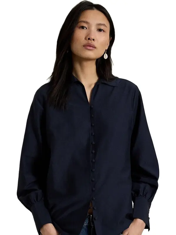 Ralph Lauren Cotton-silk Button-down Shirt - Atlantic