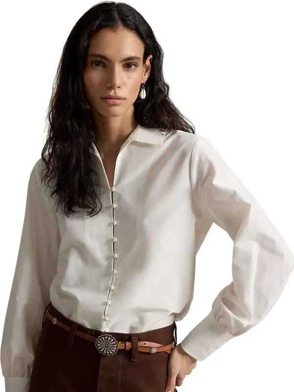 Ralph Lauren Cotton-silk Button-down Shirt - White