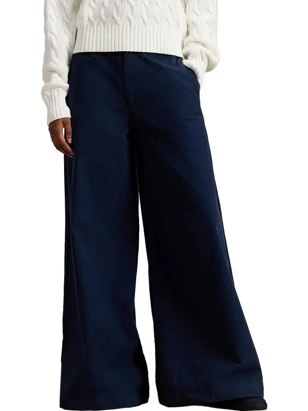Ralph Lauren Cotton Relaxed Wide-leg Pant - Navy
