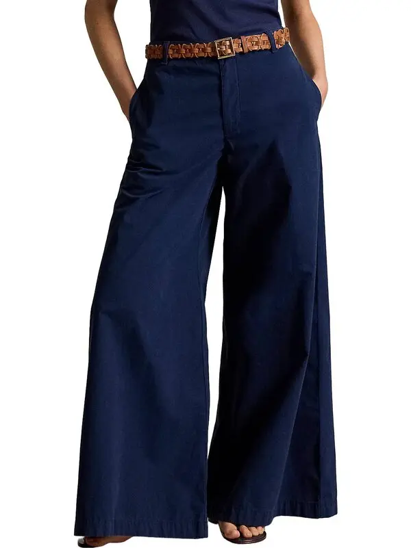 Ralph Lauren Cotton Relaxed Wide-leg Pant - Navy