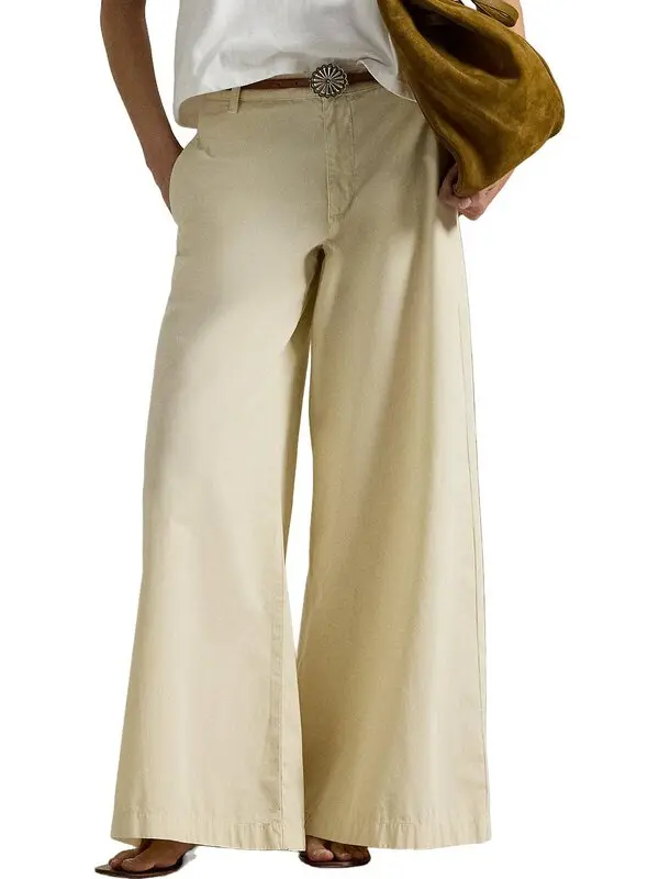 Ralph Lauren Cotton Relaxed Wide-leg Pant - Sand