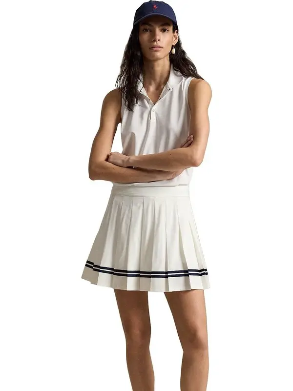 Ralph Lauren Pleated A-line Performance Skort - Ceramic White/refined Navy