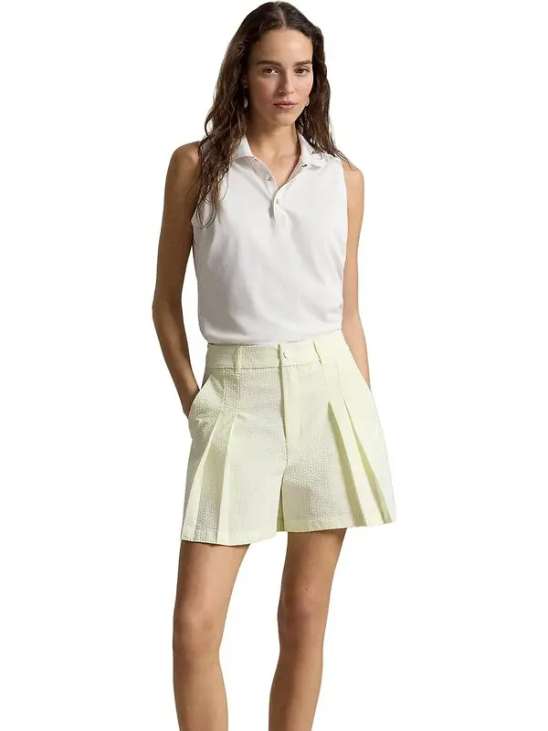 Ralph Lauren Seersucker Pleated Short - Light Lime/ceramic White