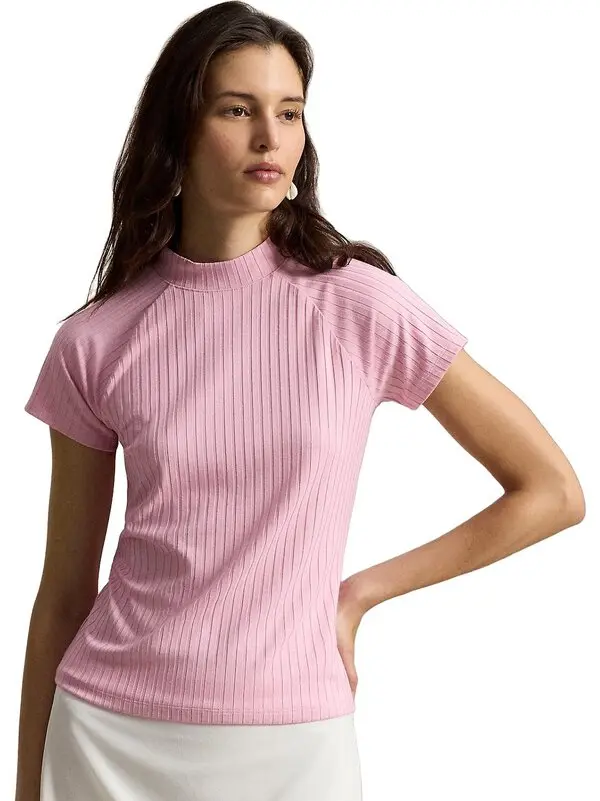 Ralph Lauren Ribbed Slim-fitting Mockneck - Light Pink