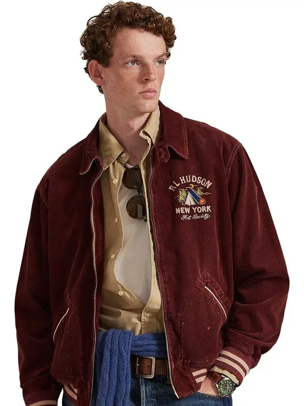 Ralph Lauren Corduroy Graphic Track Jacket - Pomegranate