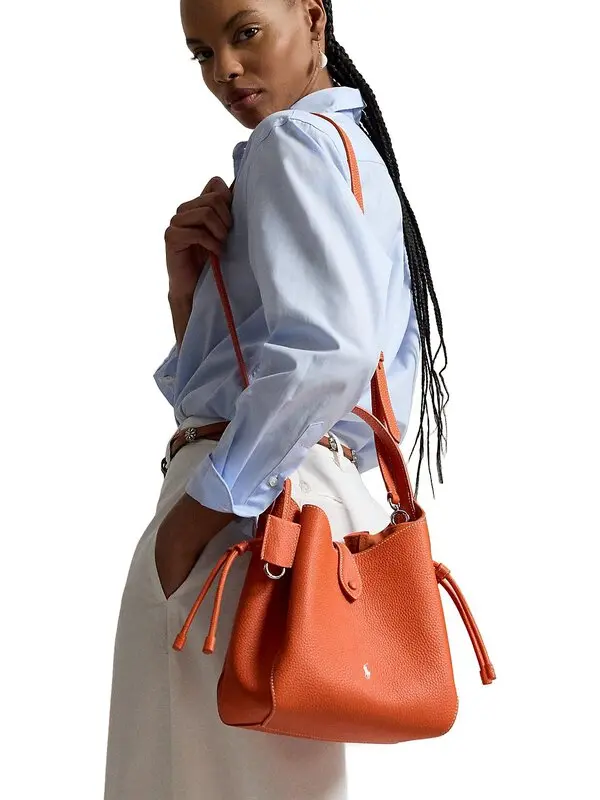Ralph Lauren Polo Play Leather Drawstring Bag - Sunset Orange