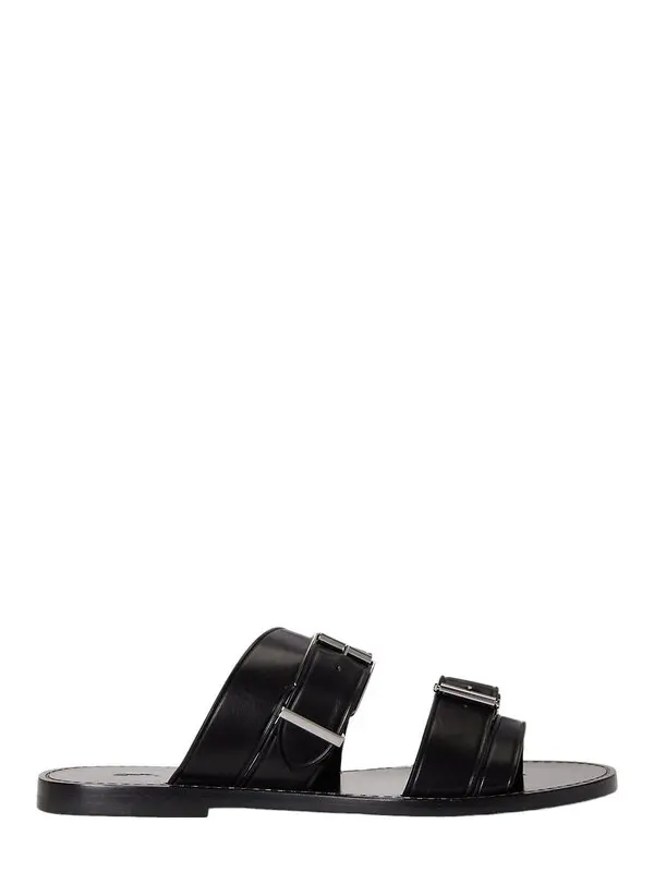 Ralph Lauren Buckled-strap Leather Slide Sandals - Black