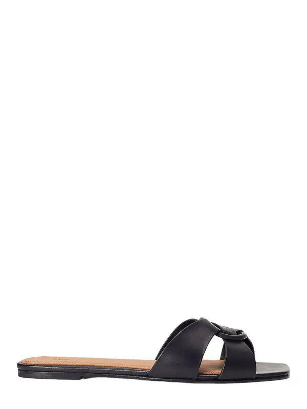 Ralph Lauren Leather O-ring Sandals - Black