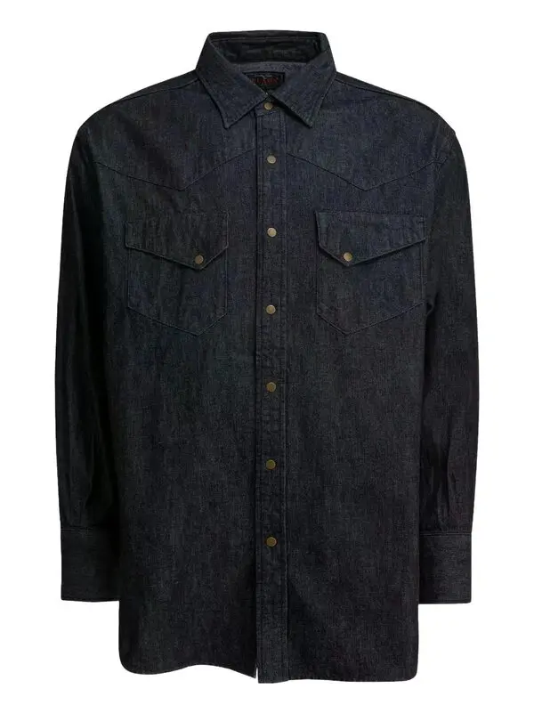 BEAMS Poocket Button Denim Shirt - Blue