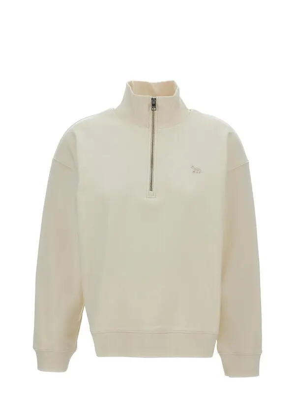 Maison Kitsuné Sweatshirt With Half Zip - Beige