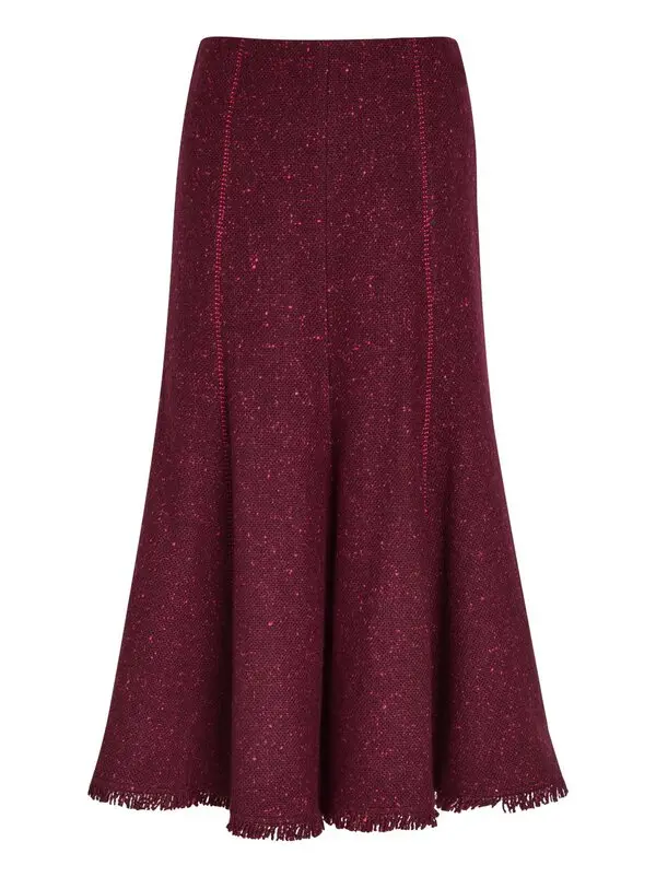 Gabriela Hearst Amy Speckled Wool And Cashmere-blend Midi Skirt - Bordeaux