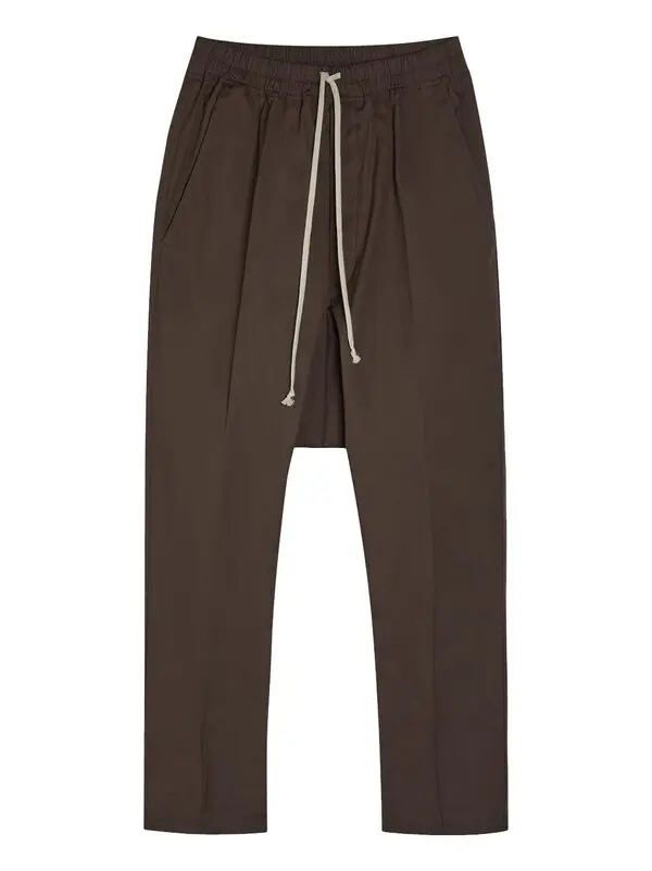 Rick Owens Tapered-leg Stretch-cotton Poplin Trousers - Dark Brown