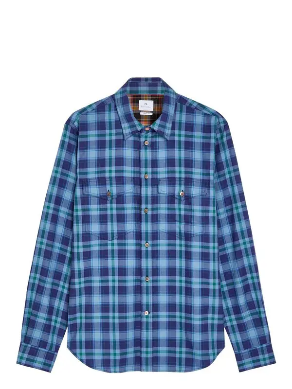 Paul Smith Checked Cotton Shirt - Navy