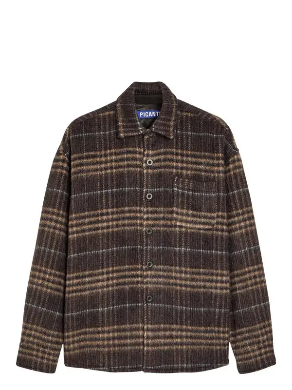 PICANTE Rocco Plaid Wool-blend Overshirt - Brown