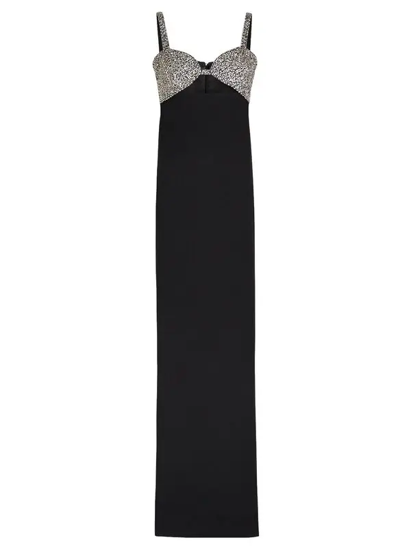 THE NEW ARRIVALS ILKYAZ OZEL Crystal-embellished Crepe Gown - Black