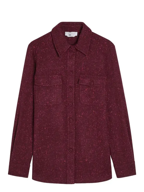 Gabriela Hearst John Austin Speckled Wool-blend Shirt - Bordeaux