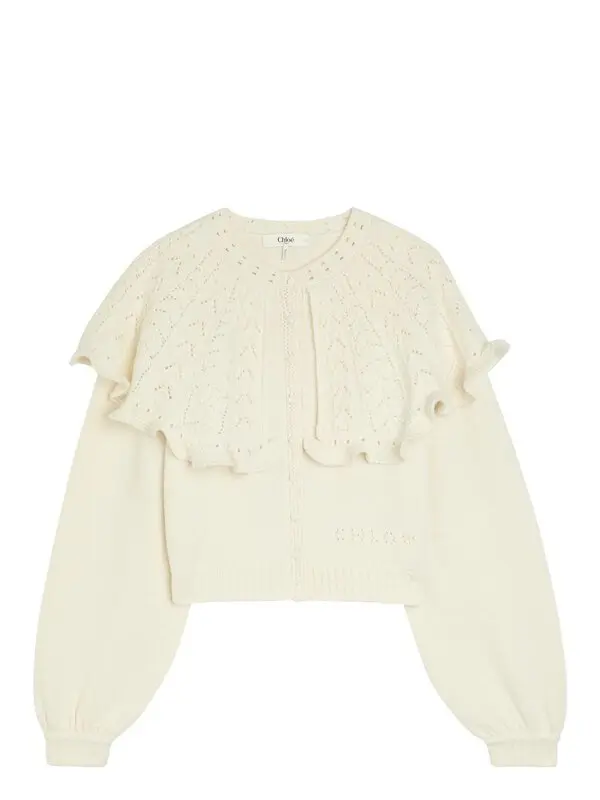 Chloé Collar-detail Wool And Cashmere-blend Cardigan - Off White