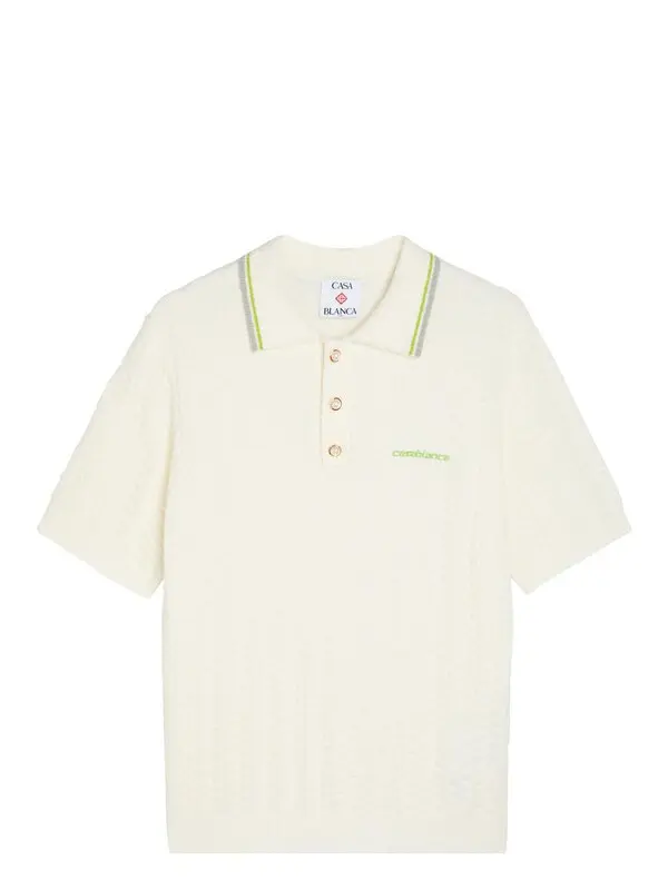 Casablanca Tennis Bouclé Polo Shirt - Off White