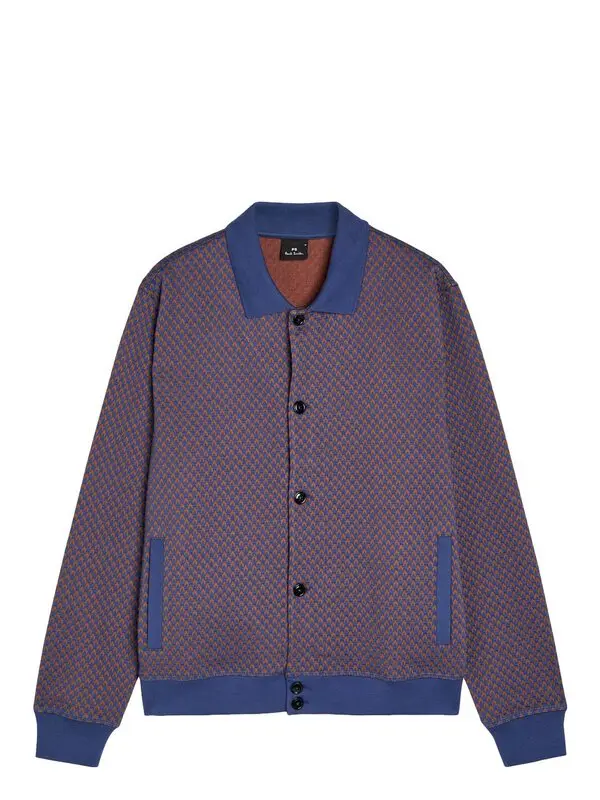 Paul Smith Houndstooth Cotton-blend Cardigan - Blue