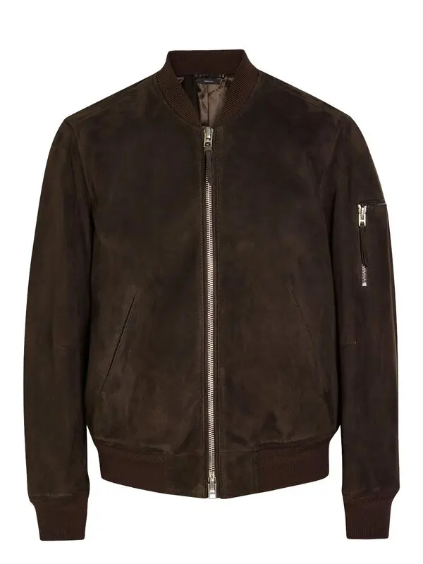 TOM FORD Suede Bomber Jacket - Chocolate