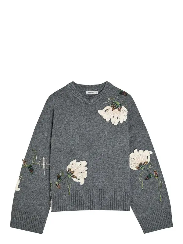 Simkhai Dawna Floral-embellished Wool-blend Jumper - Grey