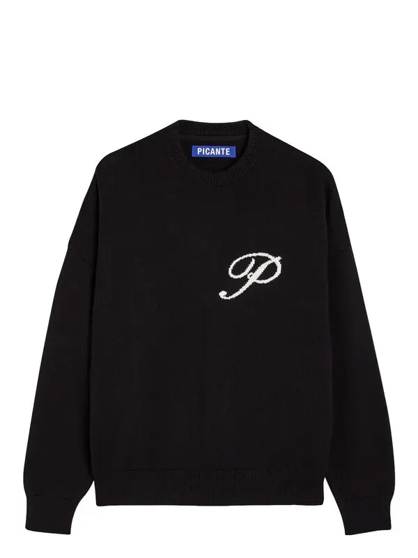 PICANTE Gallery Knit Cotton Jumper - Black