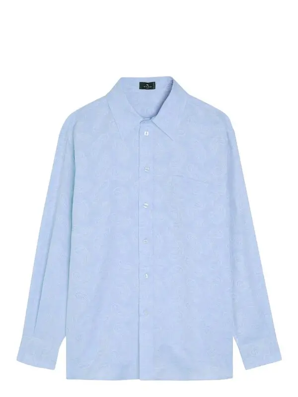 Etro Paisley-print Linen And Cotton-blend Shirt - Light Blue