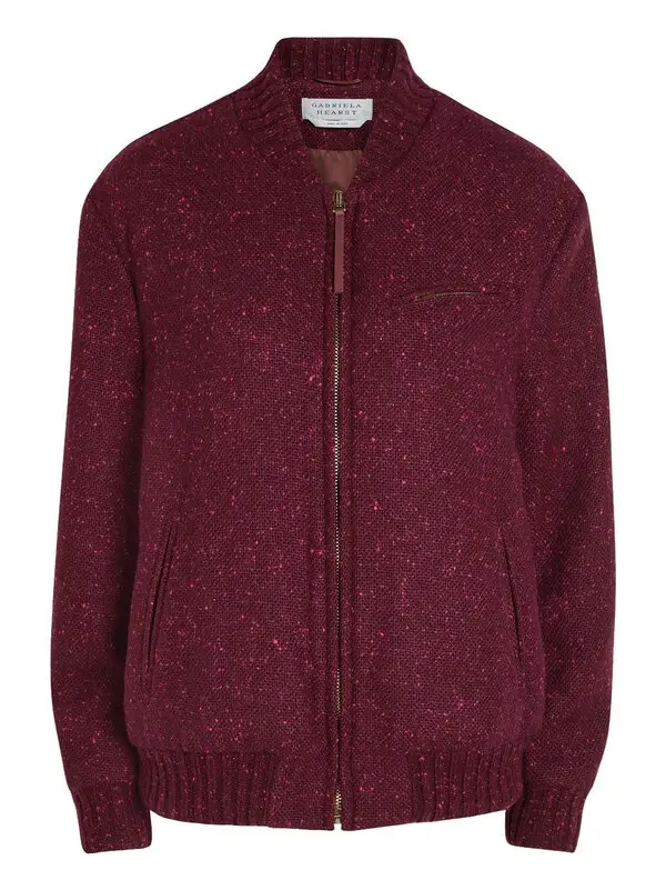 Gabriela Hearst Winslow Speckled Wool-blend Bomber Jacket - Bordeaux