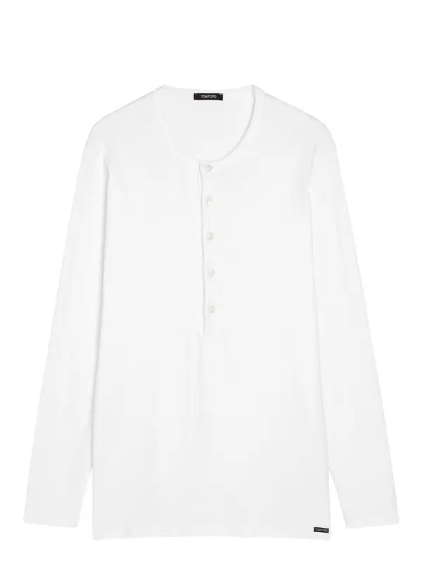 TOM FORD Henley Stretch-cotton Top - White