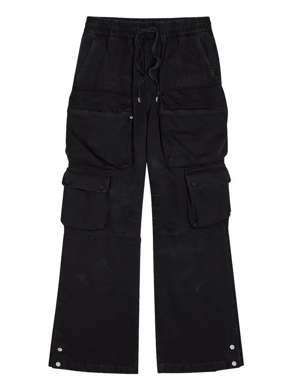 Amiri Distressed Denim Cargo Trousers - Black