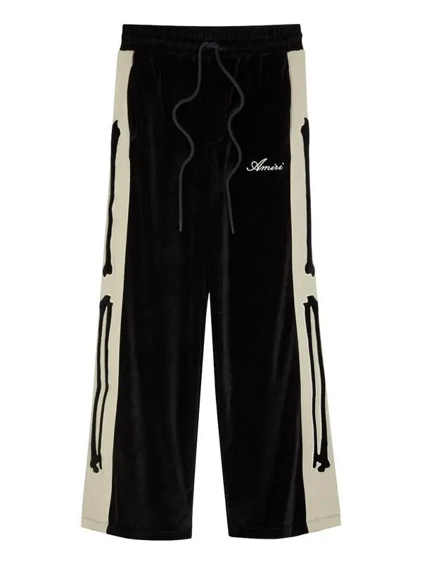 Amiri Bones Appliquéd Velour Track Pants - Black
