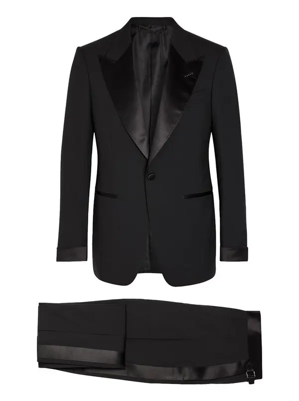 TOM FORD Shelton Satin-trimmed Wool Evening Suit - Black