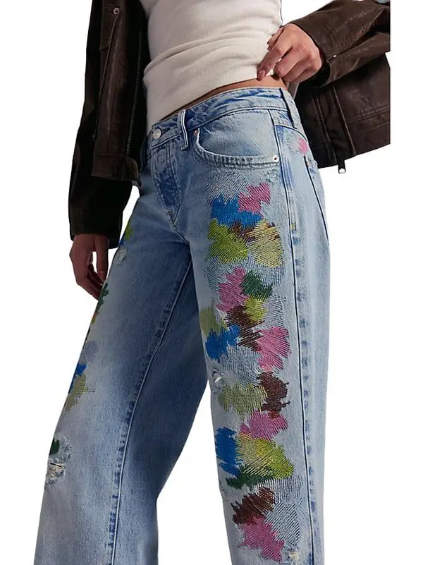Free People We The Free Tennessee Embroidered Boyfriend Jeans - Dream Circuit