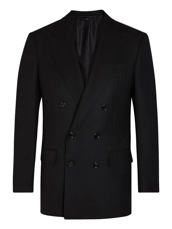 TOM FORD Striped Wool Blazer - Black