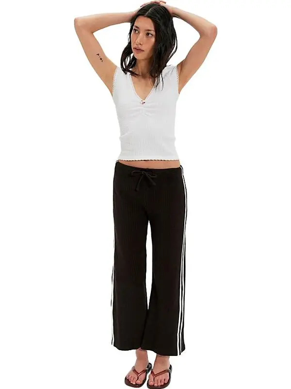 Donni. Thermal Crop Stripe Pants - Espresso