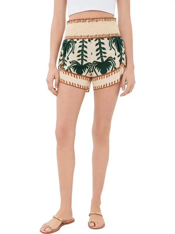 Johanna Ortiz Linka Printed Shorts - Ecru/green