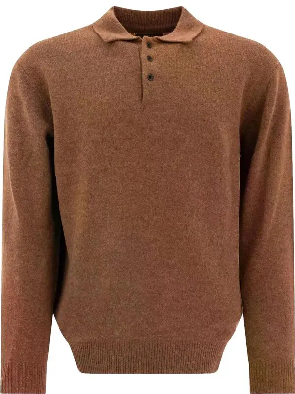 BEAMS Knitted Polo Shirt - Brown