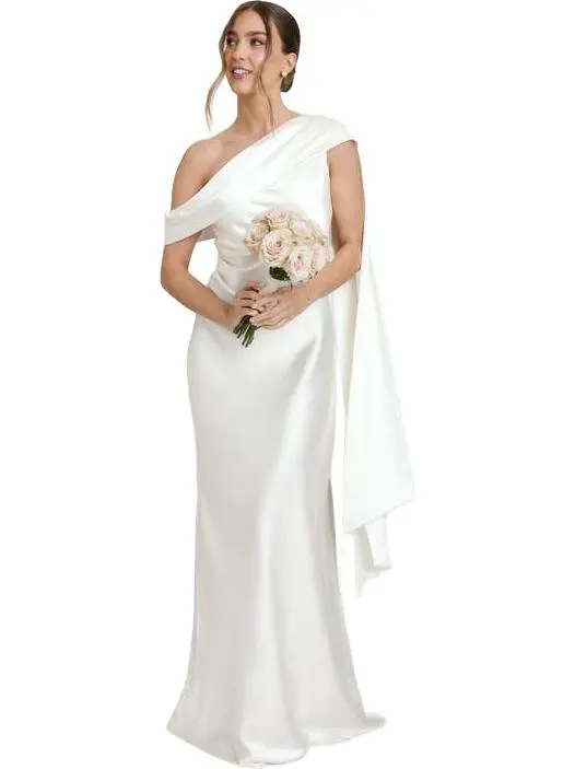 SIX STORIES Draped One-shoulder Dress - Ivory