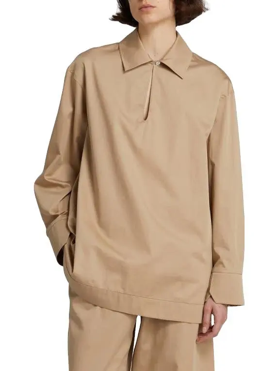 MM BY MAX MARA Abano Oversize Long Sleeve Cotton Shirt - Beige