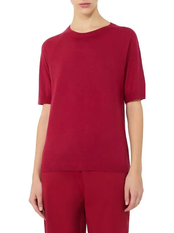 MM BY MAX MARA Orbita Short Sleeve Wool & Cashmere Sweater - Dark Red
