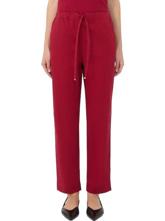 MM BY MAX MARA Drawstring Stretch Cotton Pants - Red Ruthenium
