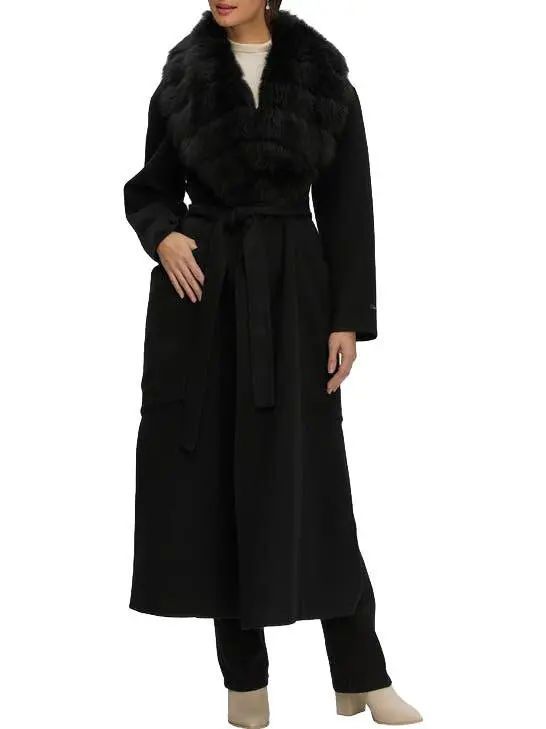 Gorski Double Face Wool And Cashmere Coat With Detachable Genuine Shearling Collar - Black/black