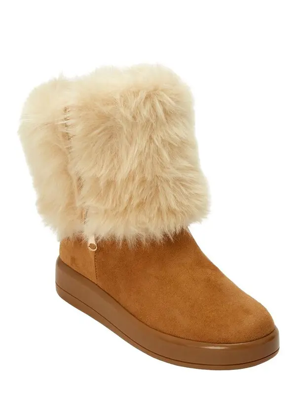 COMFORTVIEW The Shai Convertible Boot With Faux Fur Cuff - Tan