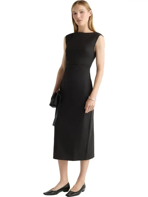 Modern Citizen Cotton Twill Boatneck Dress - Black