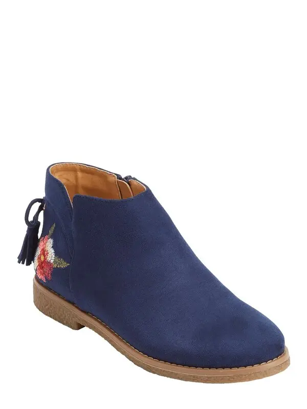 COMFORTVIEW The Sienna Bootie With Embroidered Heel Detail - Navy