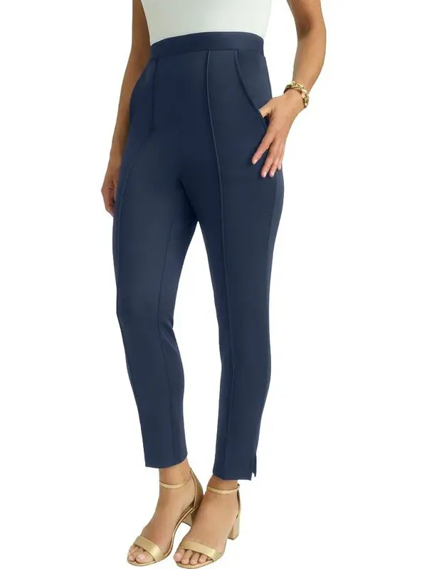 JESSICA LONDON Perfectease Slim Straight Pant - Navy